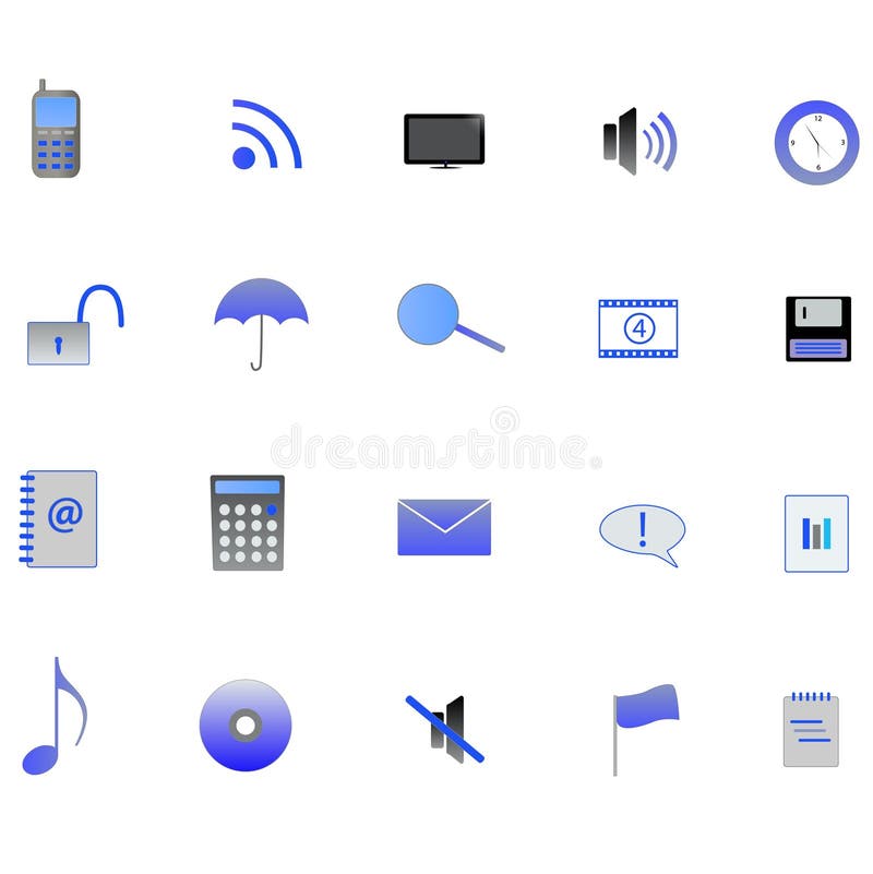 Blue Digital Media Art Icons Stock Vector - Illustration of broadcast ...