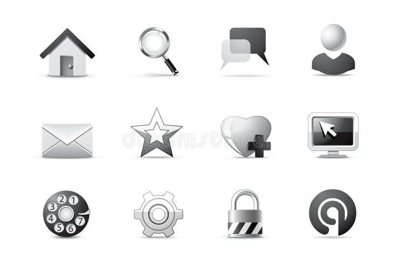 Metal Metallic Web and Application Icon Set Stock Vector - Illustration ...
