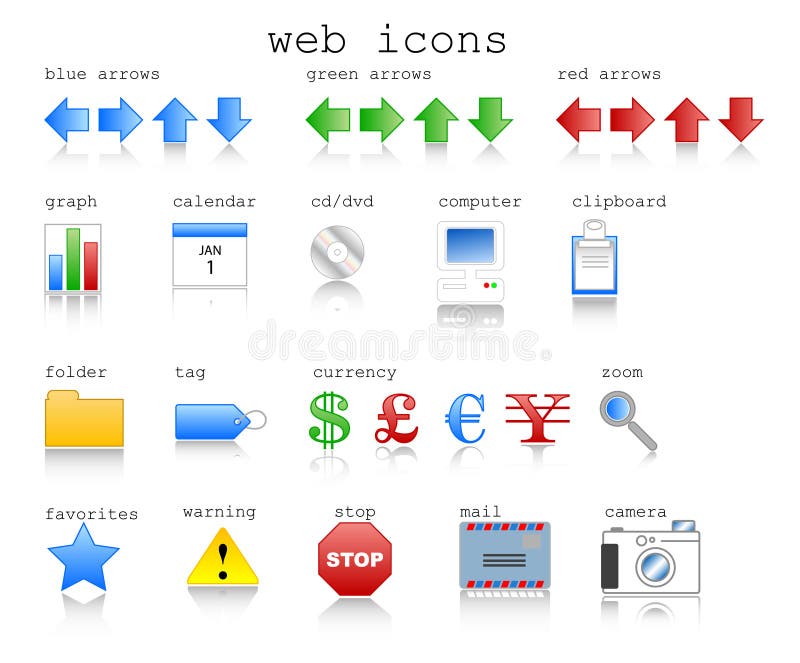 Web Navigation Icons stock vector. Illustration of reflection - 2126087