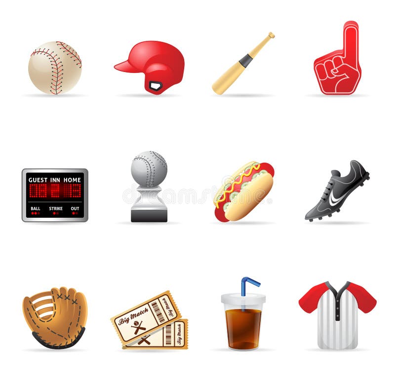Vector Baseball / Softball Icon Set Stock Vector - Illustration of glove, pictogram: 17858295