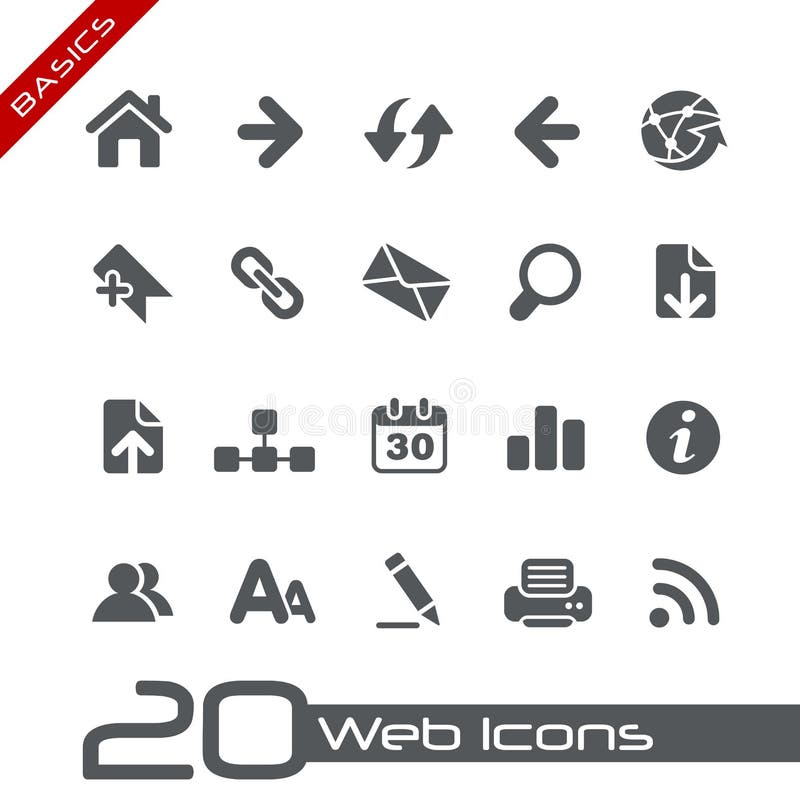 Web Icons // Basics stock vector. Illustration of printer - 26170776