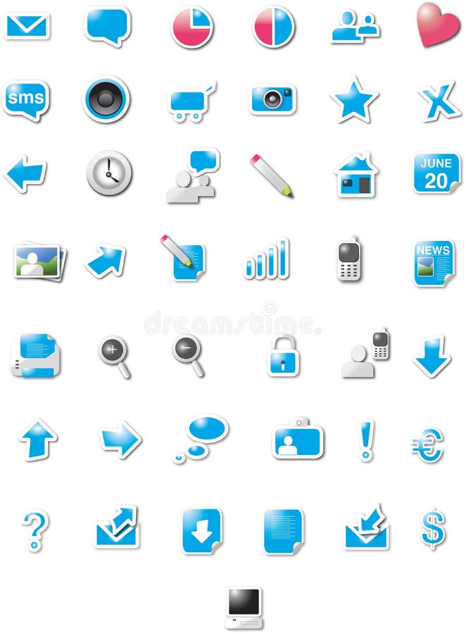 Web icons - blue edition stock vector. Illustration of dollar - 12935698