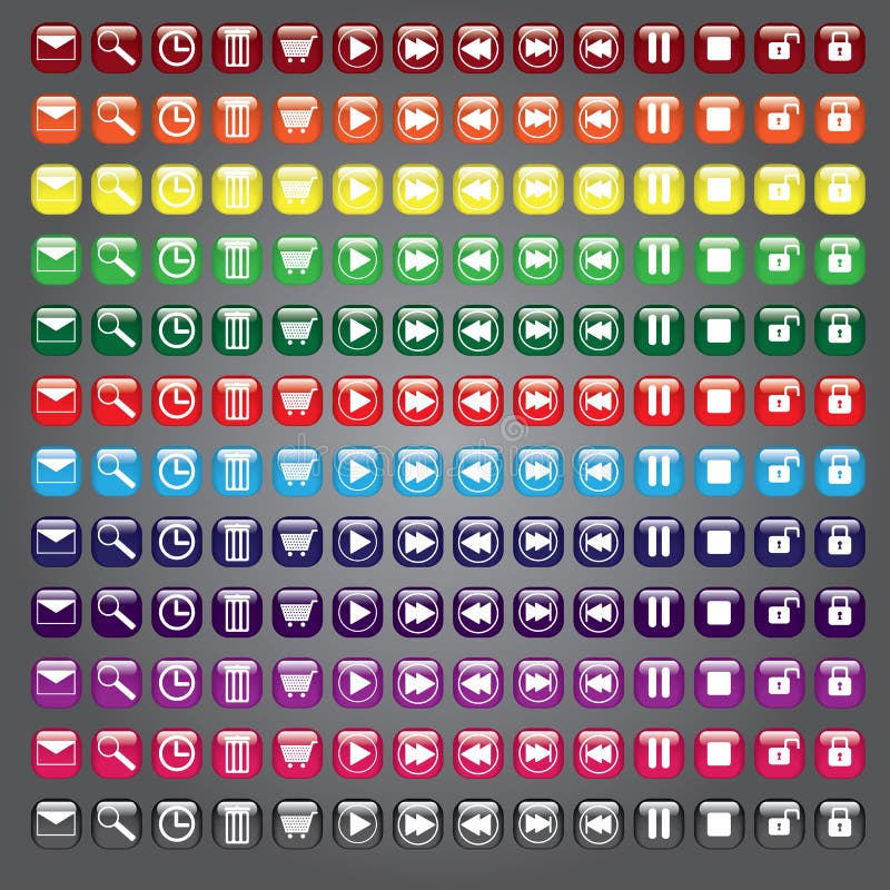 Web Icons Buttons Collection Stock Vector - Illustration of metal ...