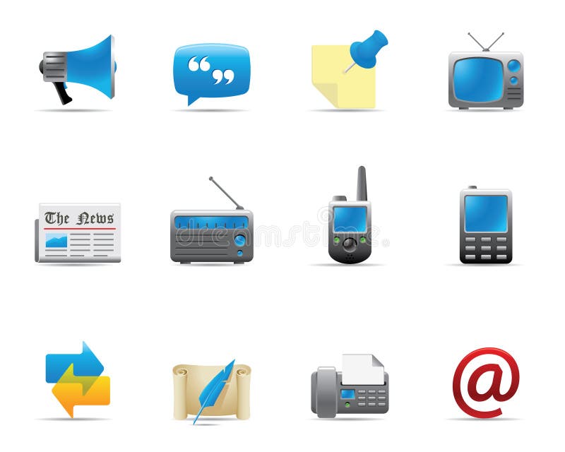 Communication Channels Icon Set Stock Vector - Illustration of blog ...