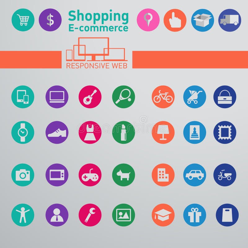 Web Icons for E-commerce, Shopping Stock Vector - Illustration of icon ...