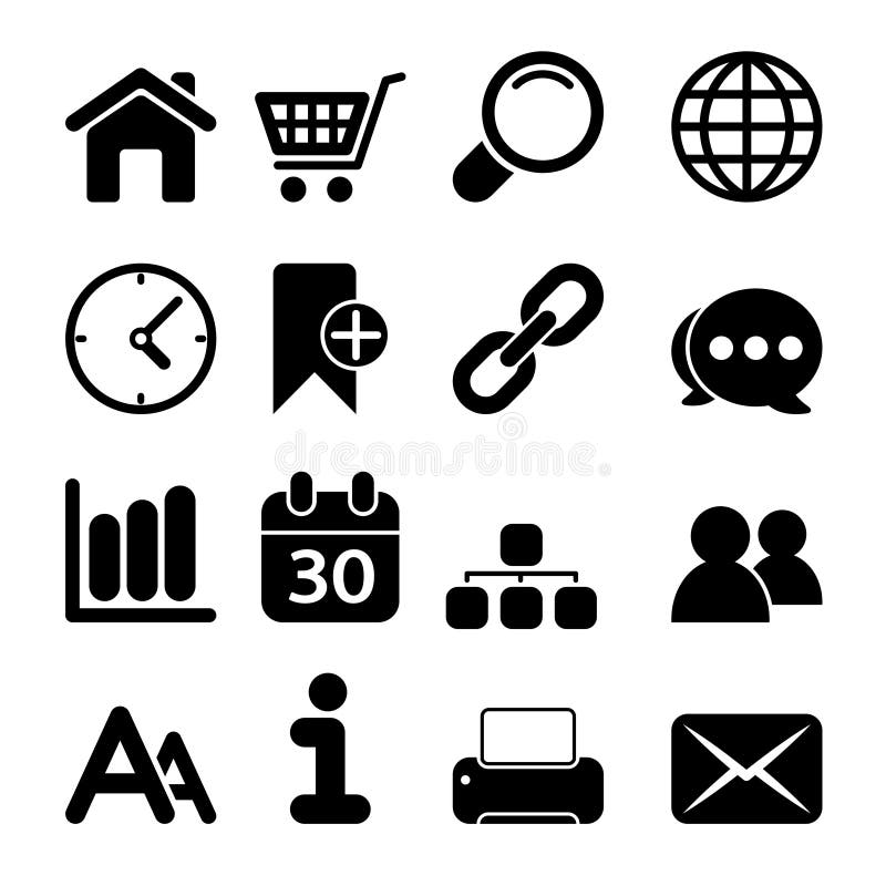 Black icon set stock vector. Illustration of internet - 10492094