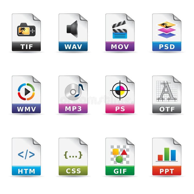 Web Icons - File Types 2 stock vector. Illustration of multimedia ...