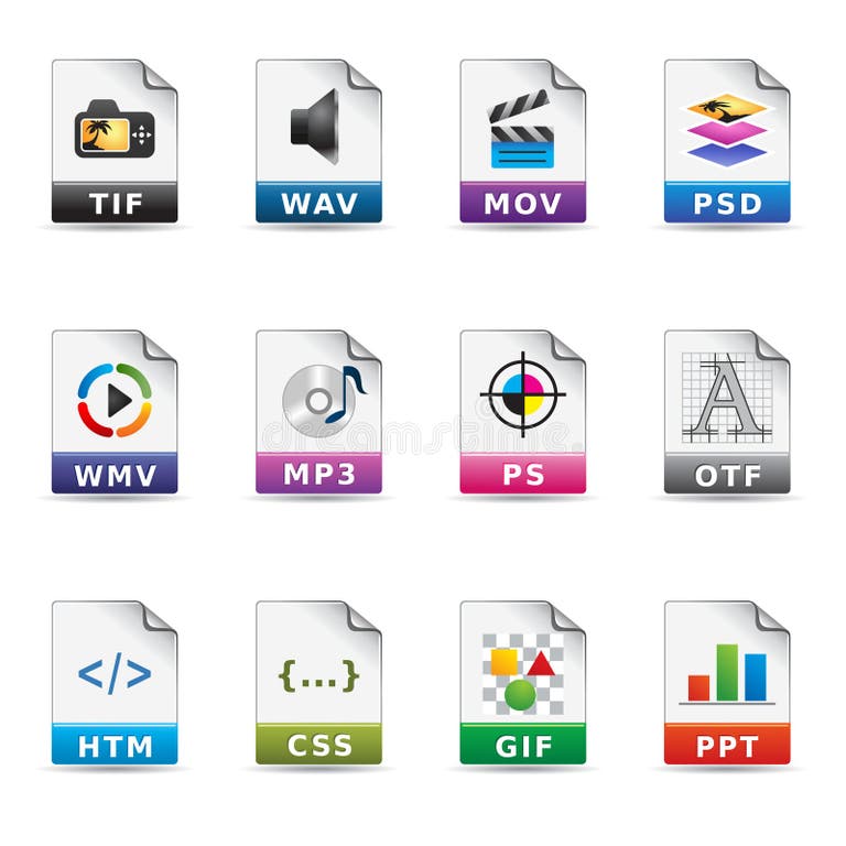 Web Icons - File Types 2 stock vector. Illustration of multimedia ...