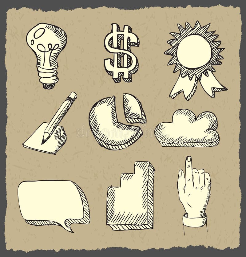 Web Icons Hand Drawn on Dark Paper Stock Vector - Illustration of icon ...