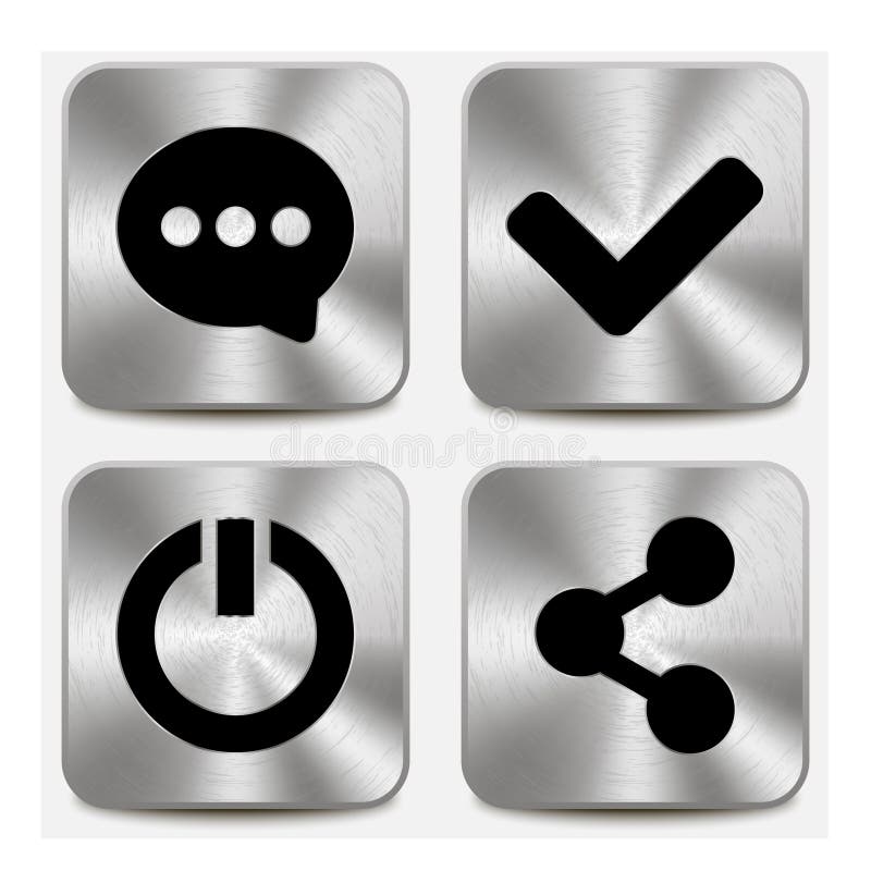 Web Icons on Metallic Buttons Set Vol 6 Stock Vector - Illustration of ...