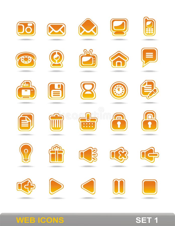 Web Icons.orange and Yellow. Set 1 Stock Vector - Illustration of ...