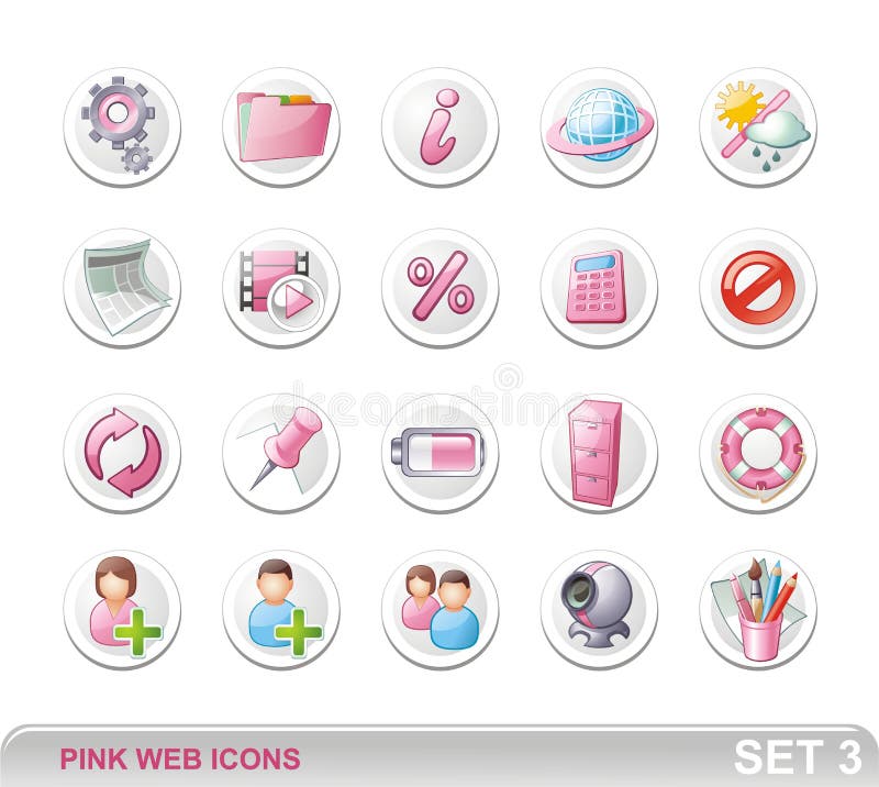Pink web icons set1 stock vector. Illustration of idea - 12326475