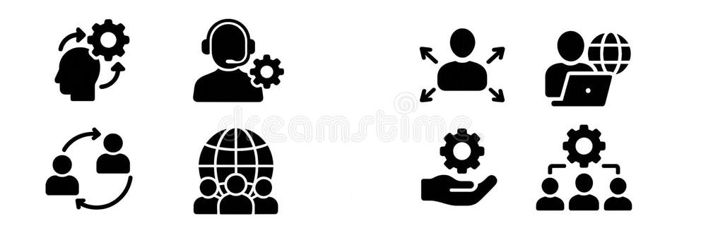 Web Icons Representing Communication, Support, and Teamwork in Digital ...