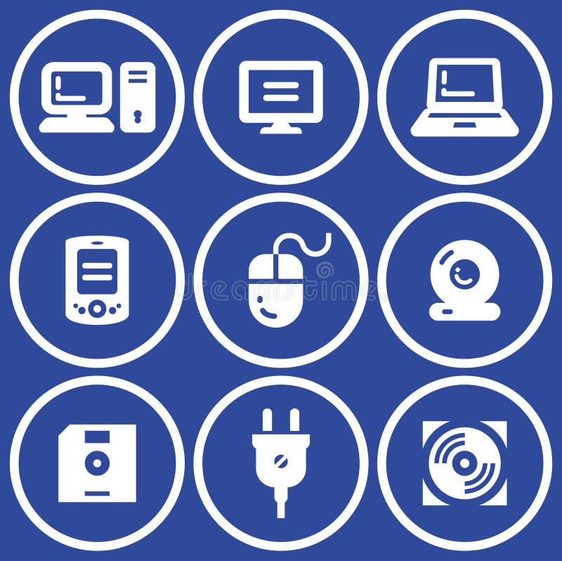 Electronics Web Icons Set 2, Blue Contour Sticker Stock Vector ...