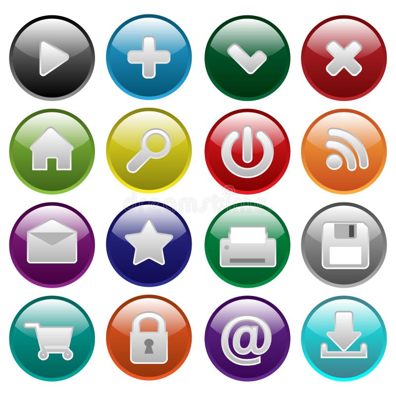 Blue Glass Web Icons, Buttons Stock Vector - Illustration of icons ...