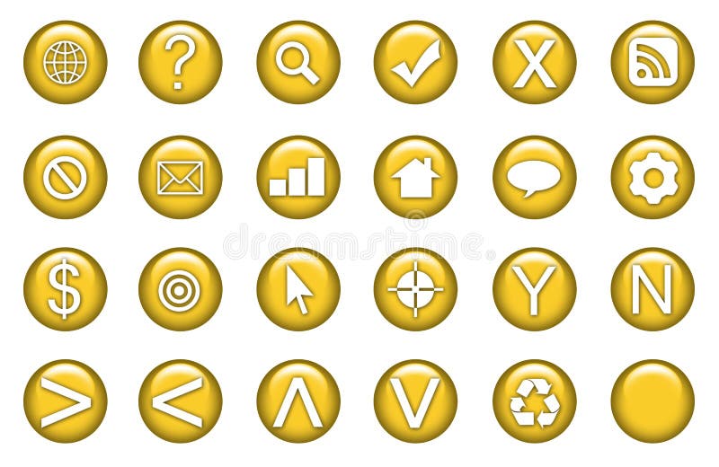 Gold Luxury Basic Web Icons V2 Stock Vector - Illustration of magnifier ...
