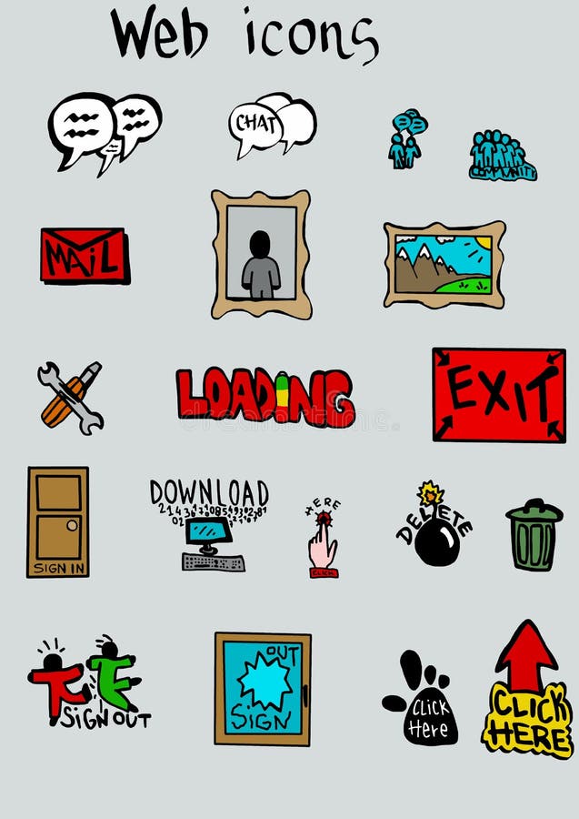 Web icons stock illustration. Illustration of sign, comic - 36432625