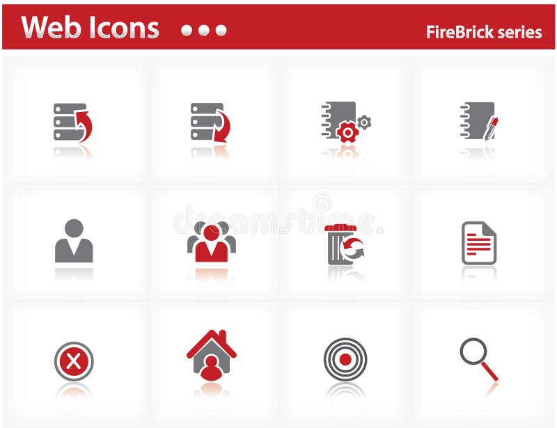 Web Icons Set - FireBrick Series Stock Vector - Illustration of ...