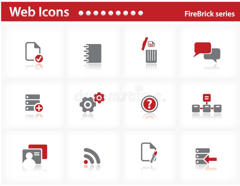 Web Icons Set - FireBrick Series Stock Vector - Illustration of paper ...