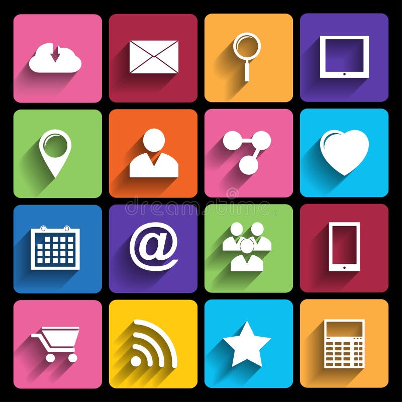 Web Icons Set in Flat Design Stock Vector - Illustration of information ...