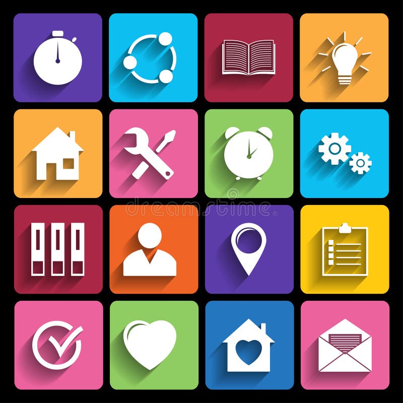 182 Icons and Pictograms Set Stock Vector - Illustration of information ...