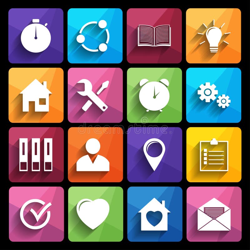 Web Icons Set in Flat Design Stock Vector - Illustration of flat ...