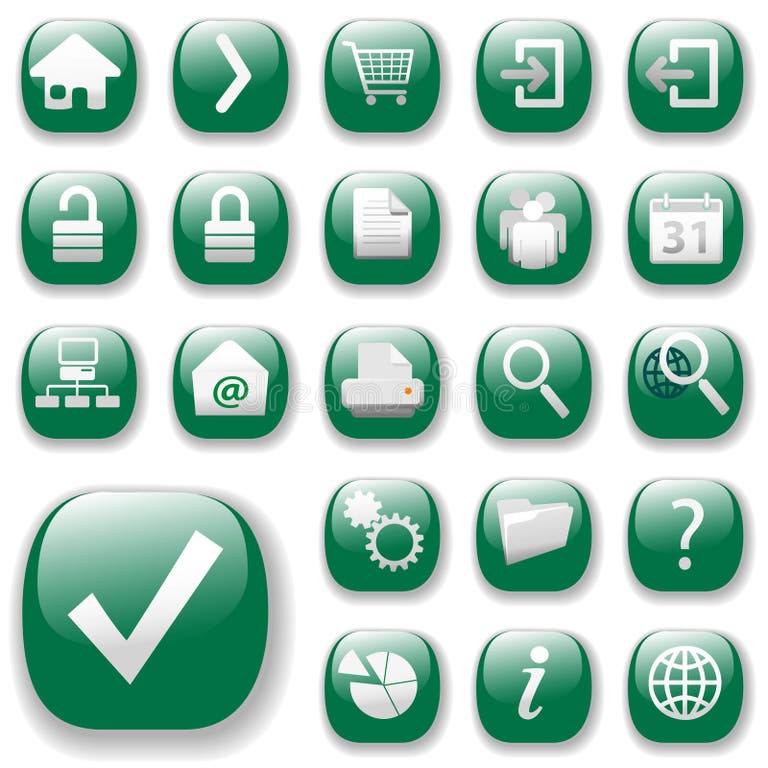 Web Icons Set-Green stock vector. Illustration of office - 2658047