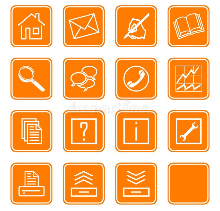 Web Icons Set No.2 - Orange.2 Stock Illustration - Illustration of icon ...