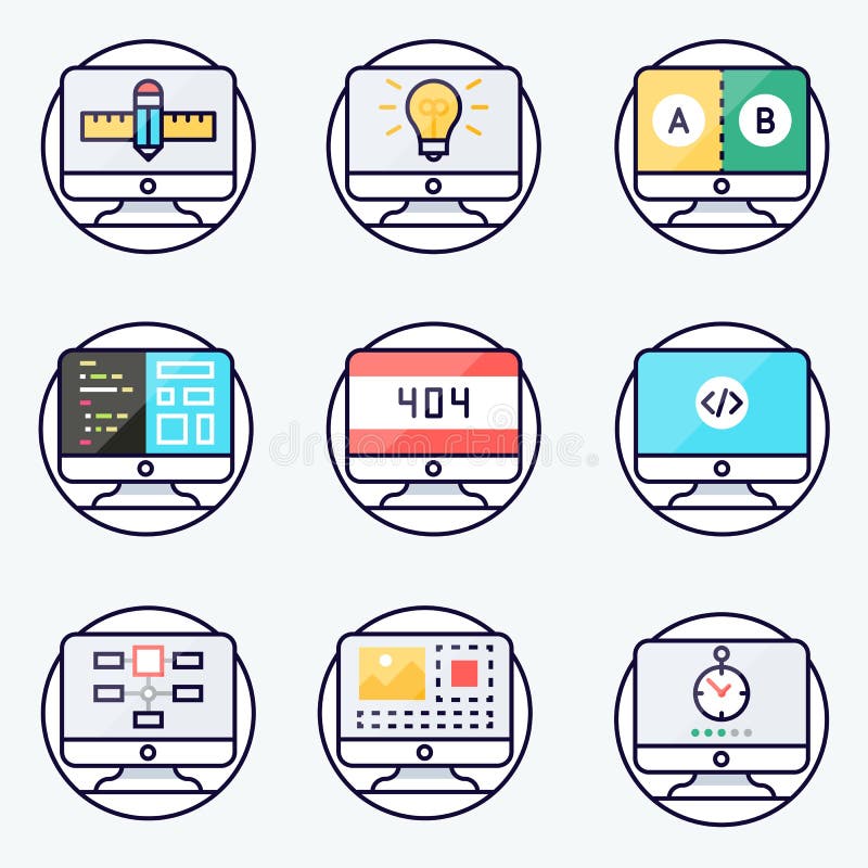 Web Icons for Web Studio. Web Design, Responsive Web Design Flat Style ...