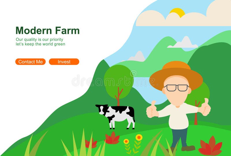 Modern Farming Template stock vector. Illustration of mountain - 213287177