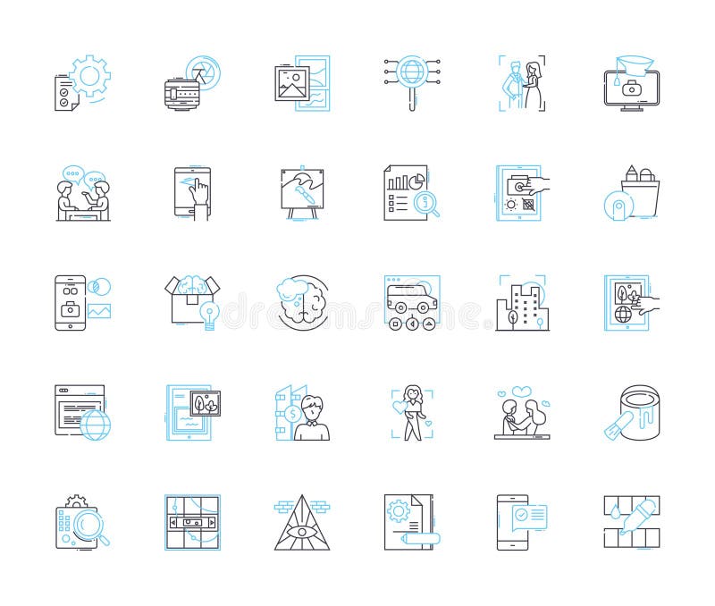 Web Industry Linear Icons Set E Commerce Seo Hosting Coding Web Design Html Css Line