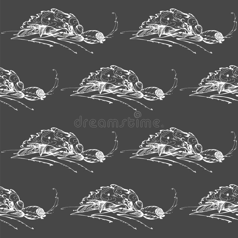 Insects Seamless Pattern on Gray Background. Vector Stock Illustration ...