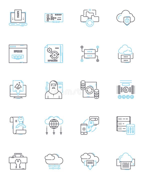 Web Intelligence Linear Icons Set. Analytics, Data Mining, Machine ...
