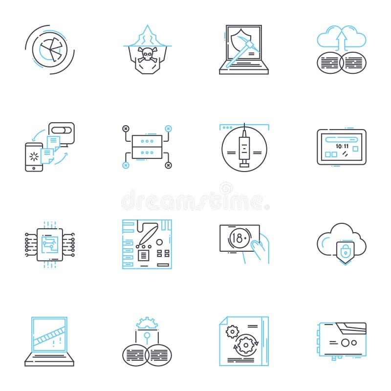 Web Intelligence Linear Icons Set Analytics Data Mining Machine Learning Predictive