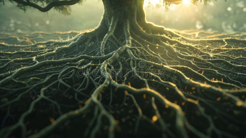 A Web of Interconnected Roots Representing the Unseen Ties that Bind ...