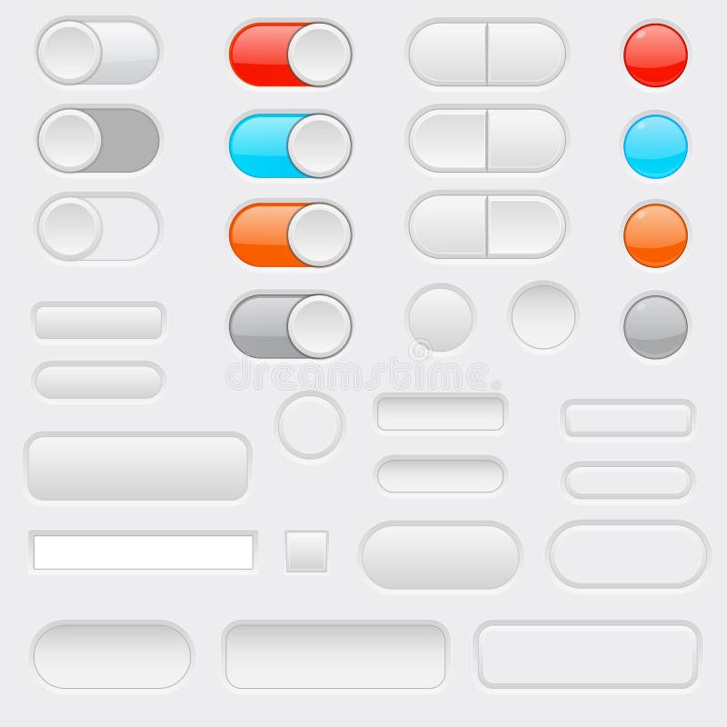 Web Interface Buttons. Toggle Switch Buttons and Gray Icons Stock ...