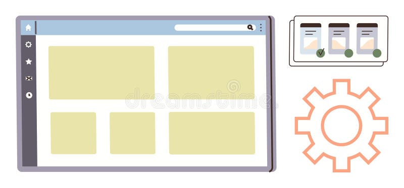 Web Interface with Dashboard Layout, Gear Icon, and Document Overview ...