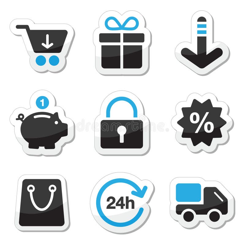 Web / Internet Icons Set - Shopping Stock Vector - Illustration of blue ...