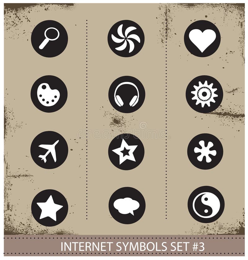 Web Internet Symbols Set Grunge Style Stock Vector - Illustration of ...