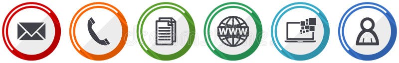Web and Internet Vector Icon Set, Flat Design Circle Web Buttons ...