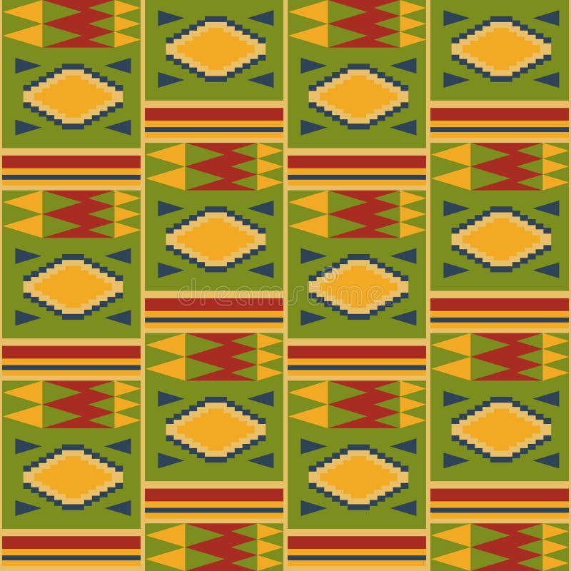 Tribal Geometric Seamless Pattern, African Kente Cloth. Stock Vector ...