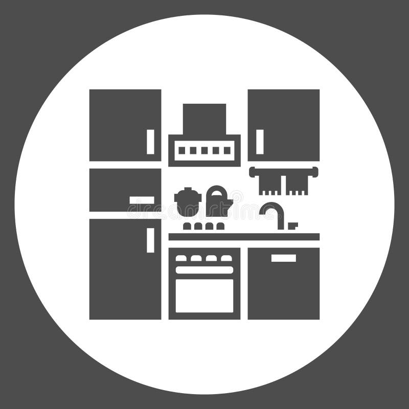 Furniture Icon Set. Living Room, Kitchen, Toilet, Bathroom, Bedroom ...