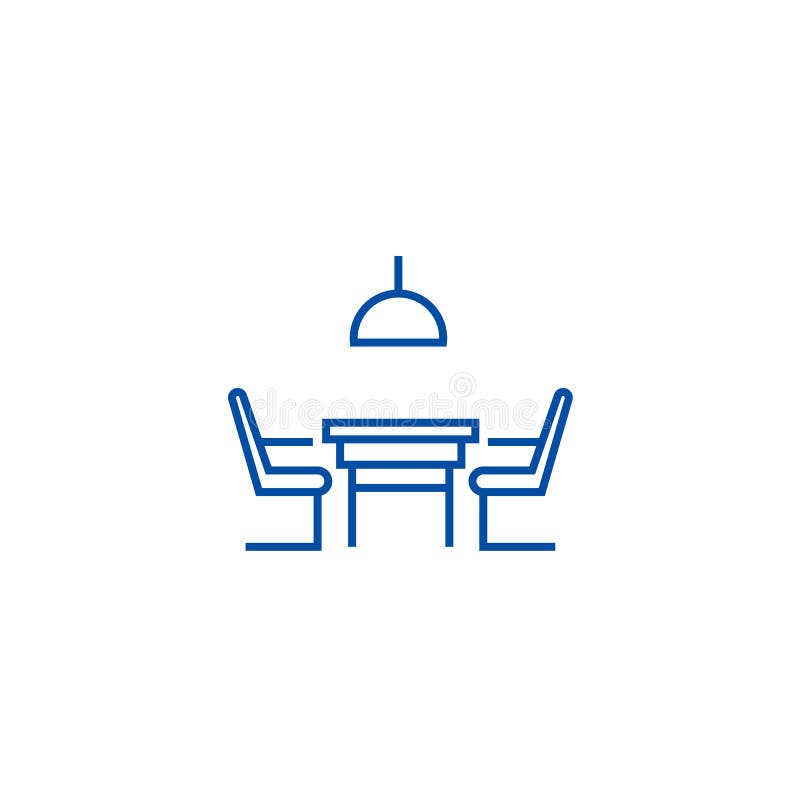 Kitchen Table with Chairs Line Icon Concept. Kitchen Table with Chairs ...