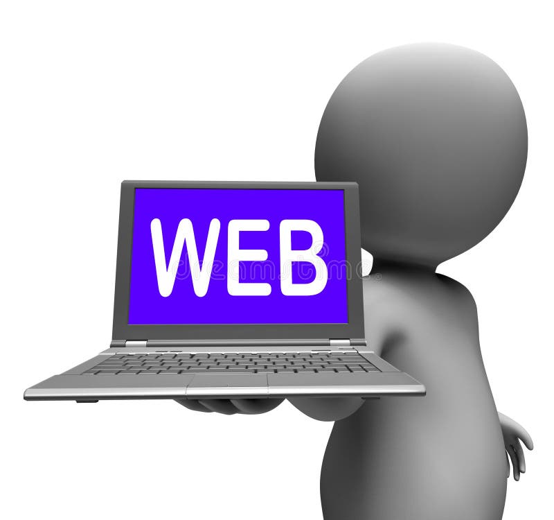 Web Laptop Character Shows Web Internet Www or Net Stock Illustration ...