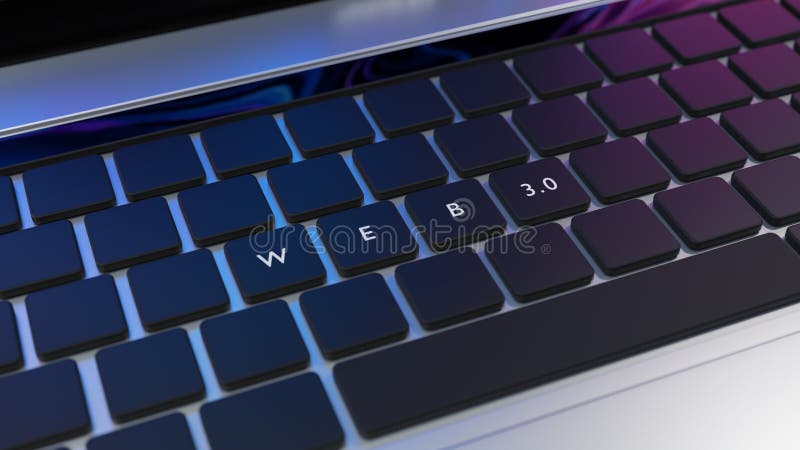 Web 3.0 on laptop keyboard stock illustration. Illustration of font ...