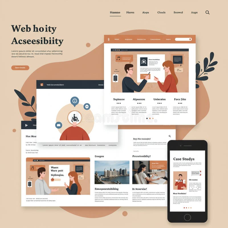Web Layout Design Featuring Multiple Screens Depicting a Website ...