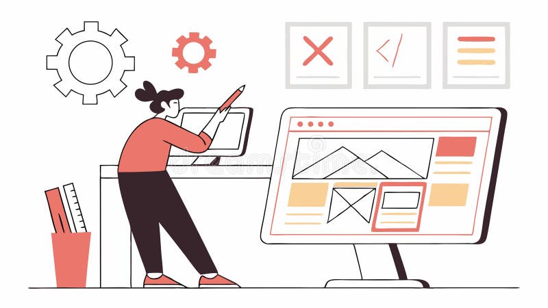 Web Layout Design Process, Digital Prototyping, Vector Design Generative AI Stock Vector ...