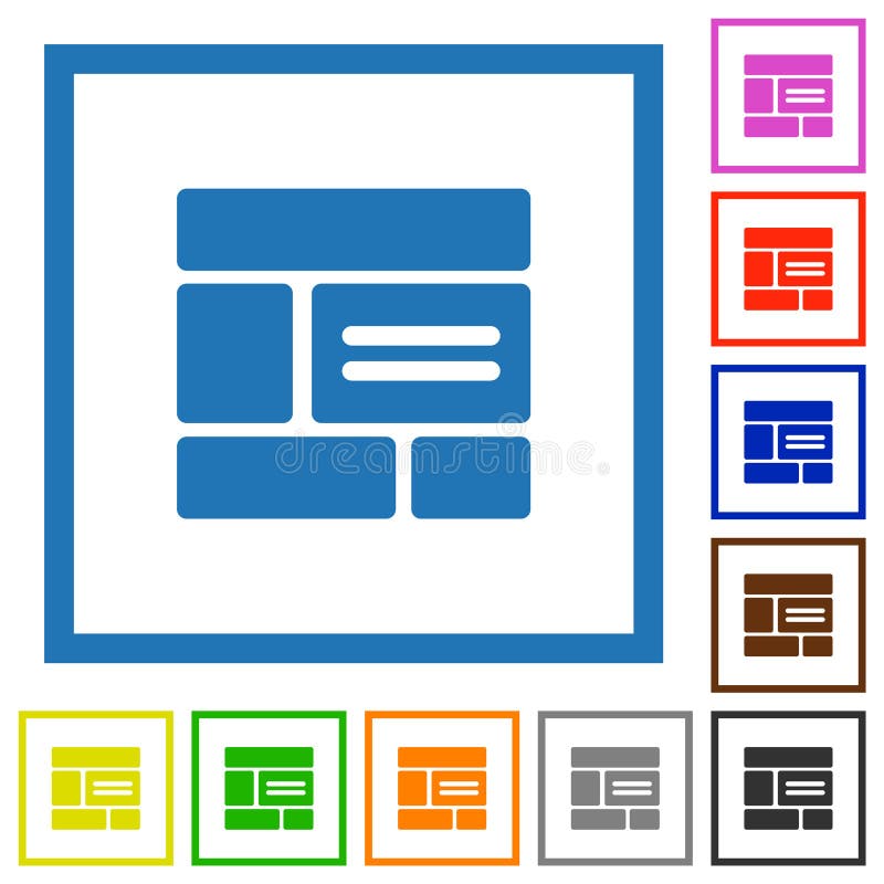 Web Layout Solid Flat Color Icons with Quadrant Frames Stock Vector ...