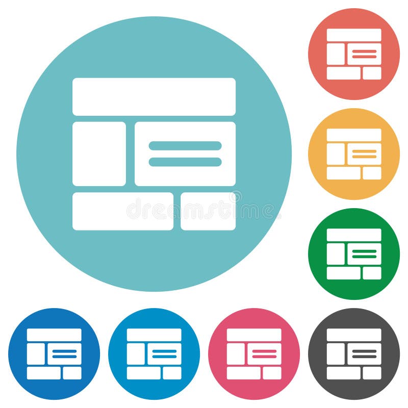Web Layout Solid Flat Color Icons with Quadrant Frames Stock Vector ...