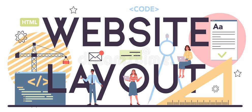 Web Layout Typographic Header. Presenting Content on Web Pages Stock Vector - Illustration of ...